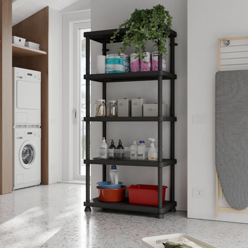 Raft din plastic Spaceo, pentru depozitare, 5 polite, 187 x 90 x 45 cm ...