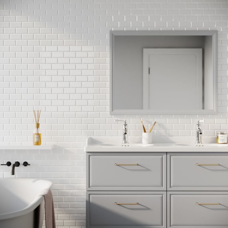 Mozaic din ceramica 28.8 x 29.25, Artens Metro, alb