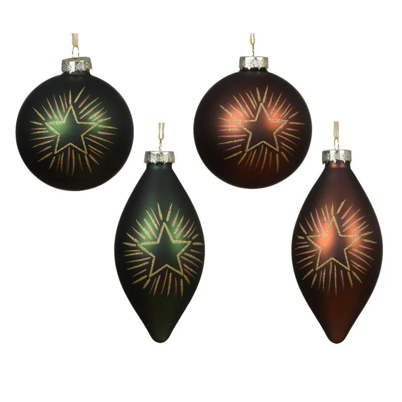 SET 4 GLOBURI DIF MARIMI VERDE/MARO 8CM