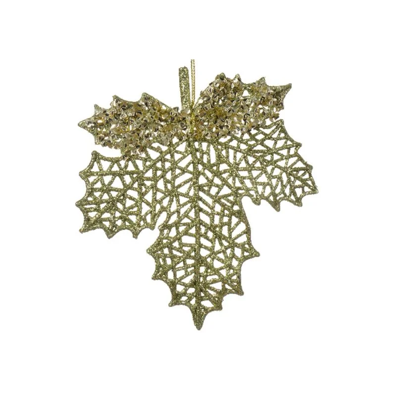 Decoratiune frunza verde 14 cm