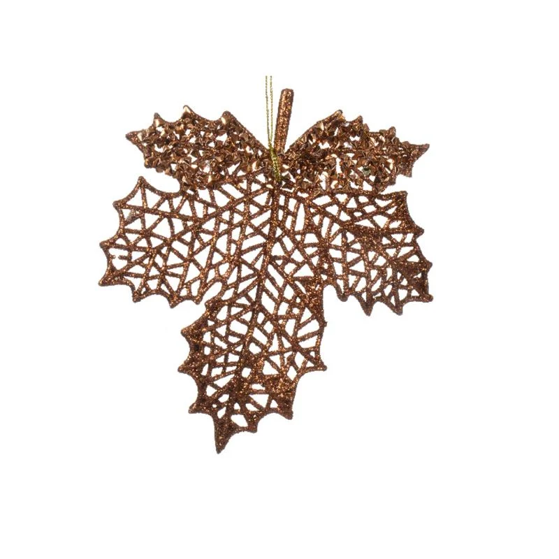 Decoratiune frunza maro 14 cm