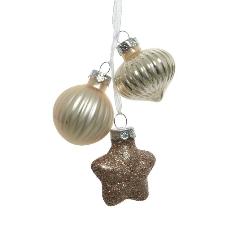 Set 3 globulete perla cu glitter 4 cm