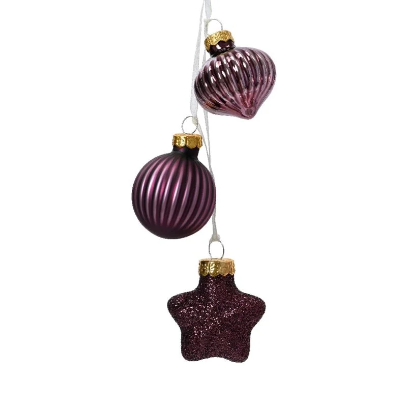 Set 3 globulete mov glitter 4 cm