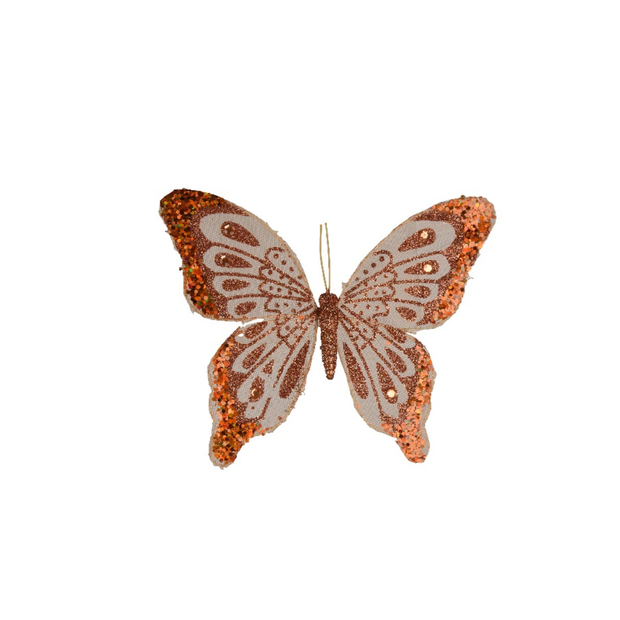 Decoratiune Craciun, pentru brad, forma fluture, cu sclipici si paiete ...