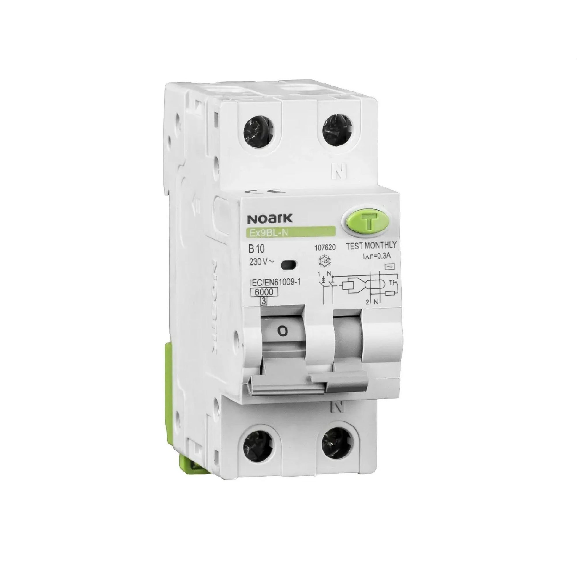 Disjunctor diferential Noark 2P, B, 10A/30mA, 6 kA