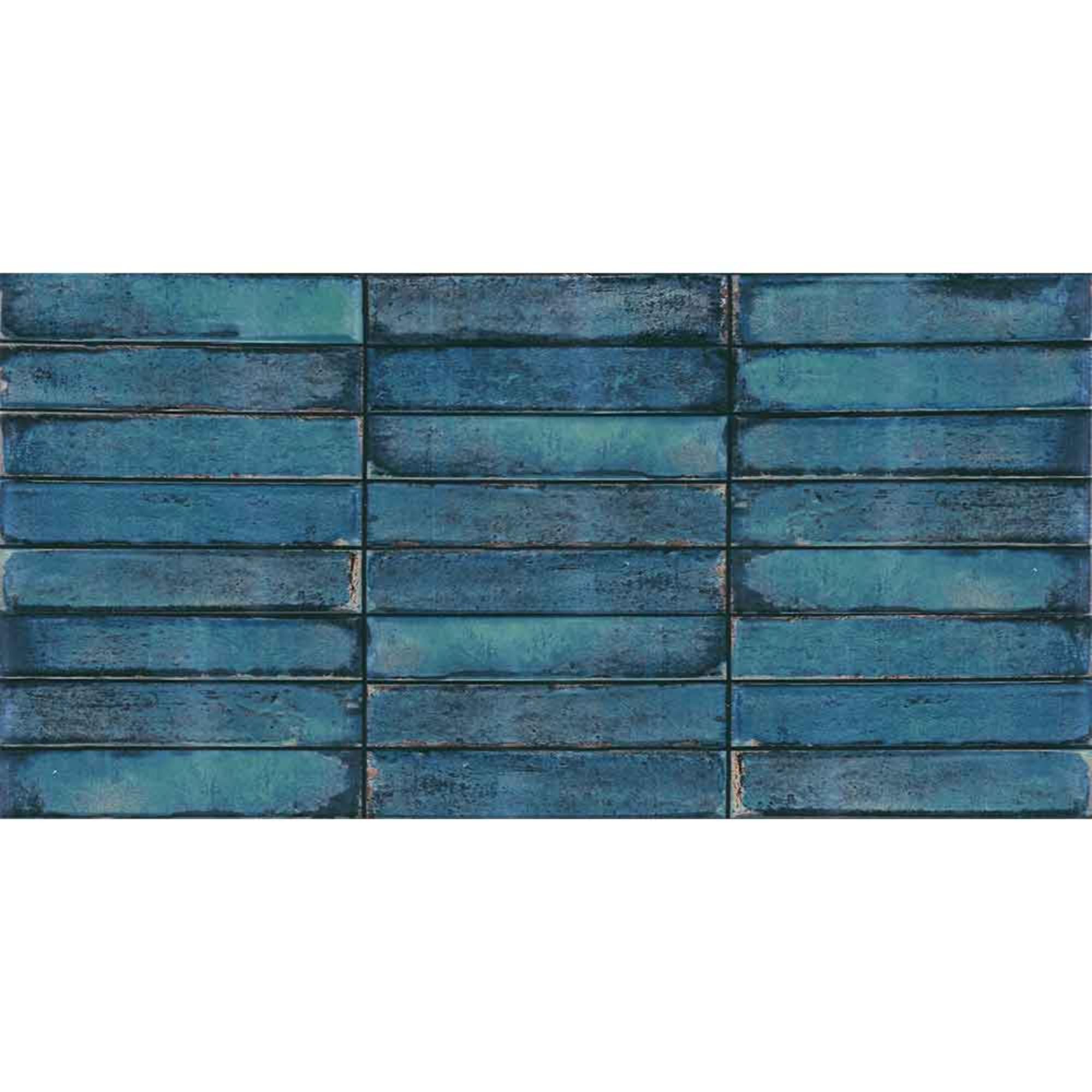 Faianta 30 x 60 cm, Montblanc Blue Stack, aspect beton, albastru, lucios, rectificata