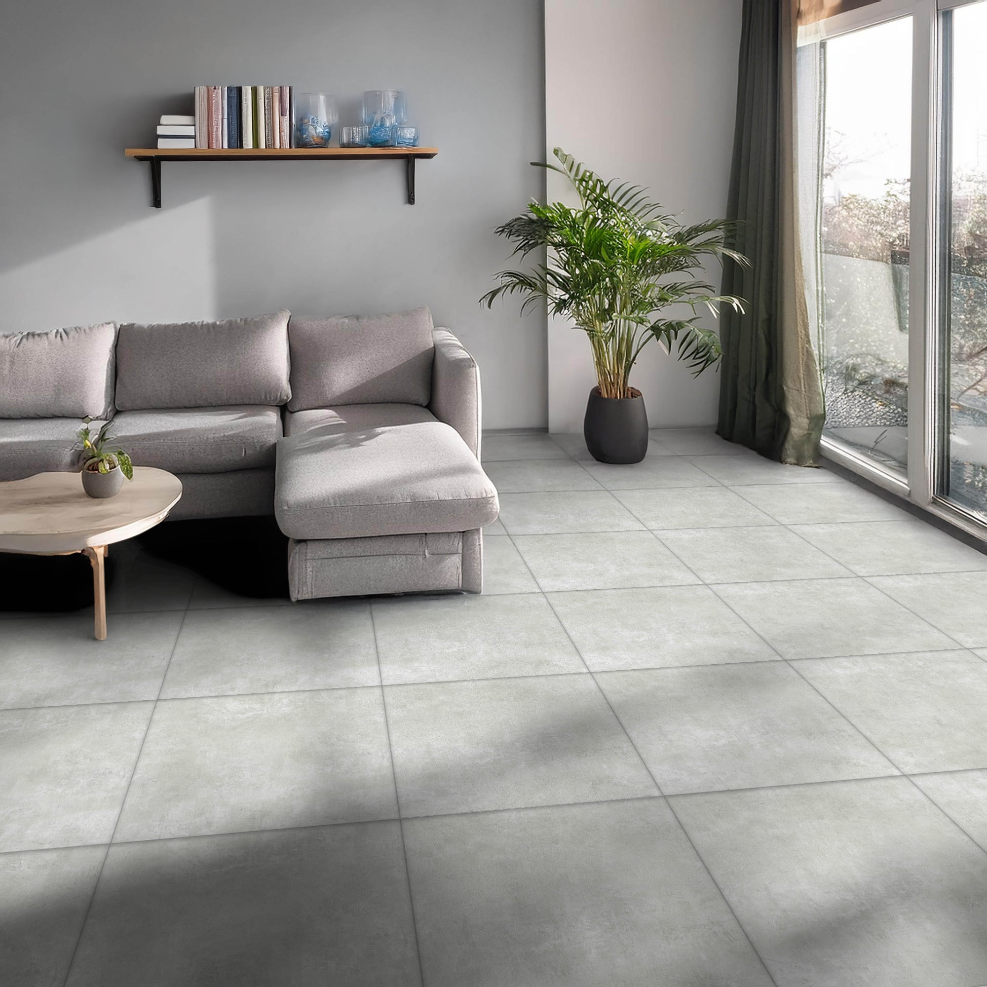Gresie interior portelanata, 60.6 x 60.6 cm, Rossetti, aspect beton ...