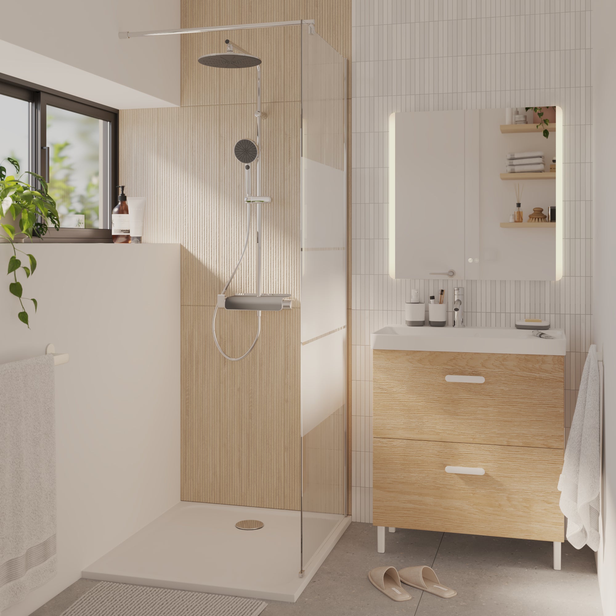 Perete dus walk-in Sensea Easy, 6 mm, 70 x 195 cm, profil crom