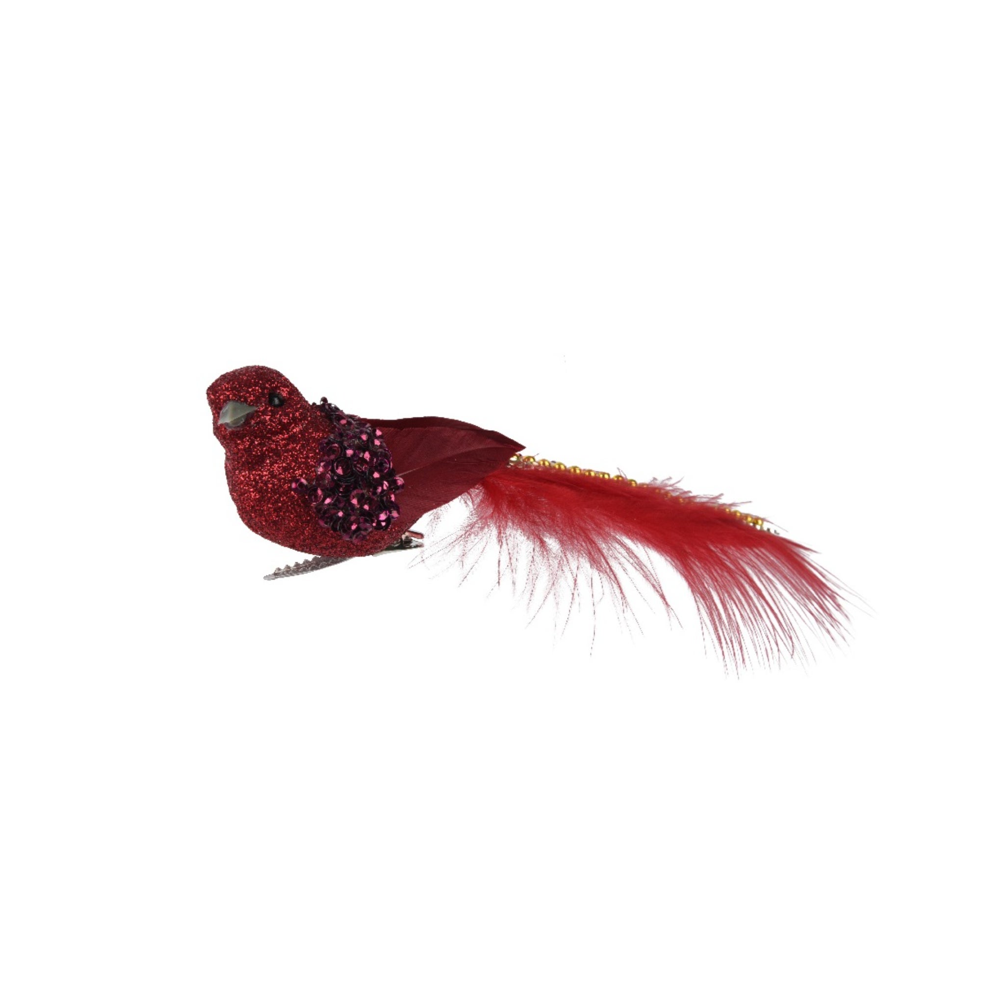 Decoratiune Craciun, pentru brad, forma pasare, spuma, inaltime 3.5 cm ...