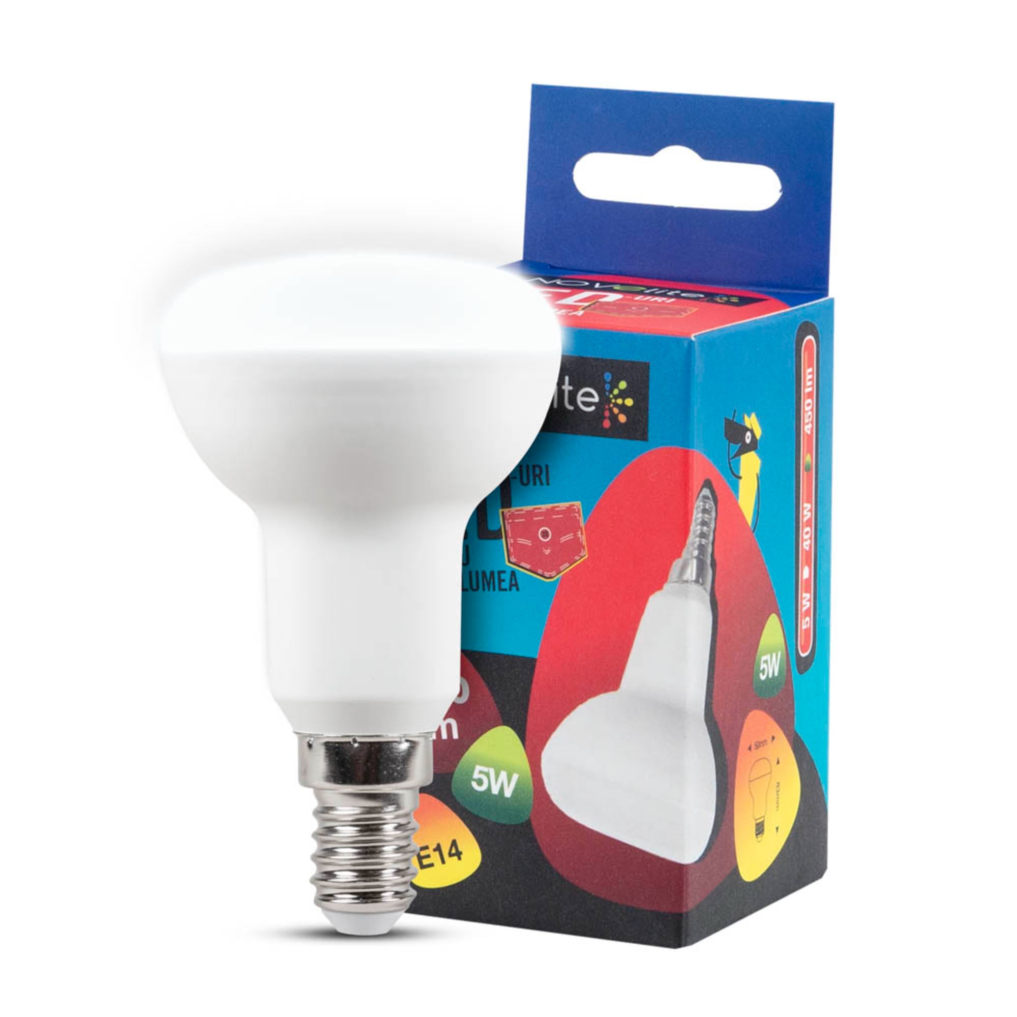 Bec LED Novelite, R50, E14, 5W, lumina rece, 6500K, 450 lm