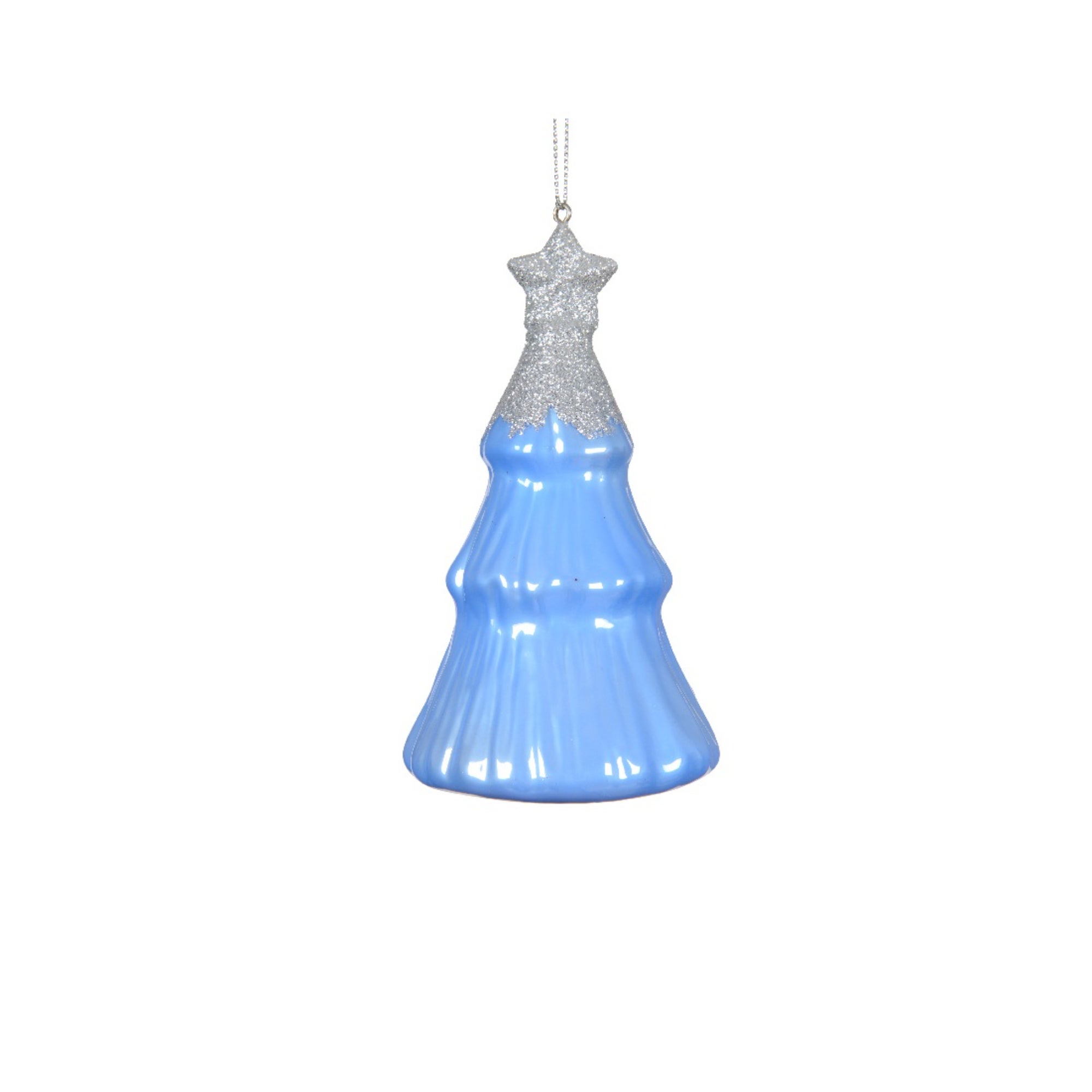 Glob de Craciun, pentru brad, forma brad, sticla, inaltime 12.6 cm ...