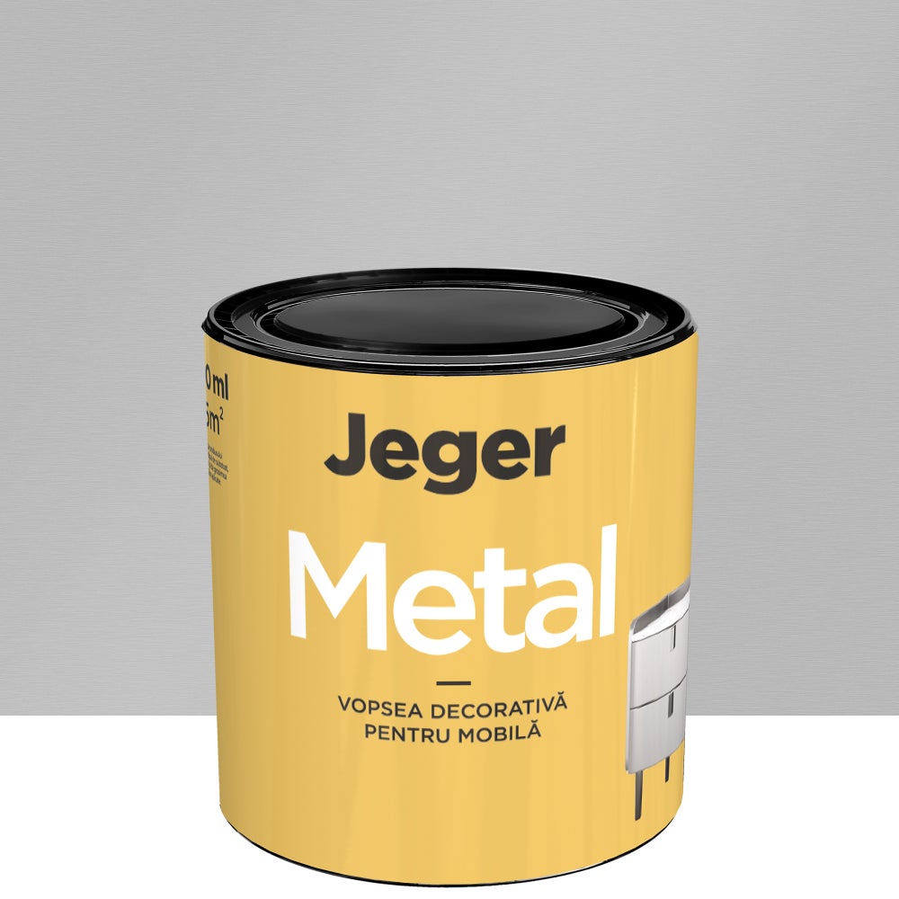 Vopsea pentru mobilier Jeger Metal, silver, aspect metalizat, 0.45 L