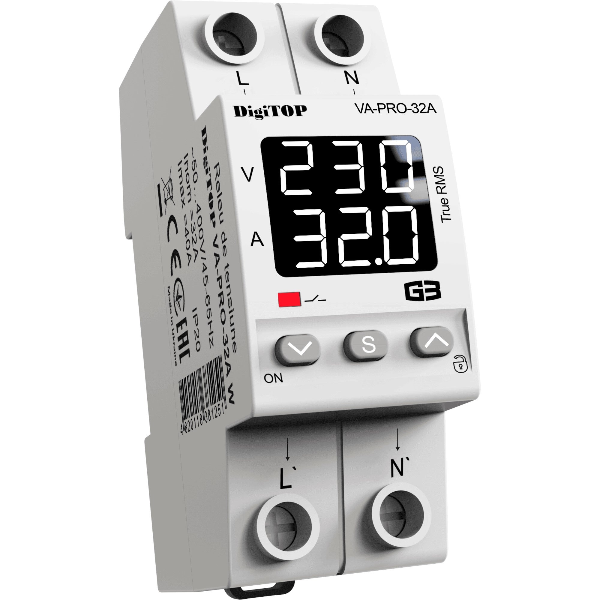 Releu protectie tensiune DigiTop, monofazat, 32A