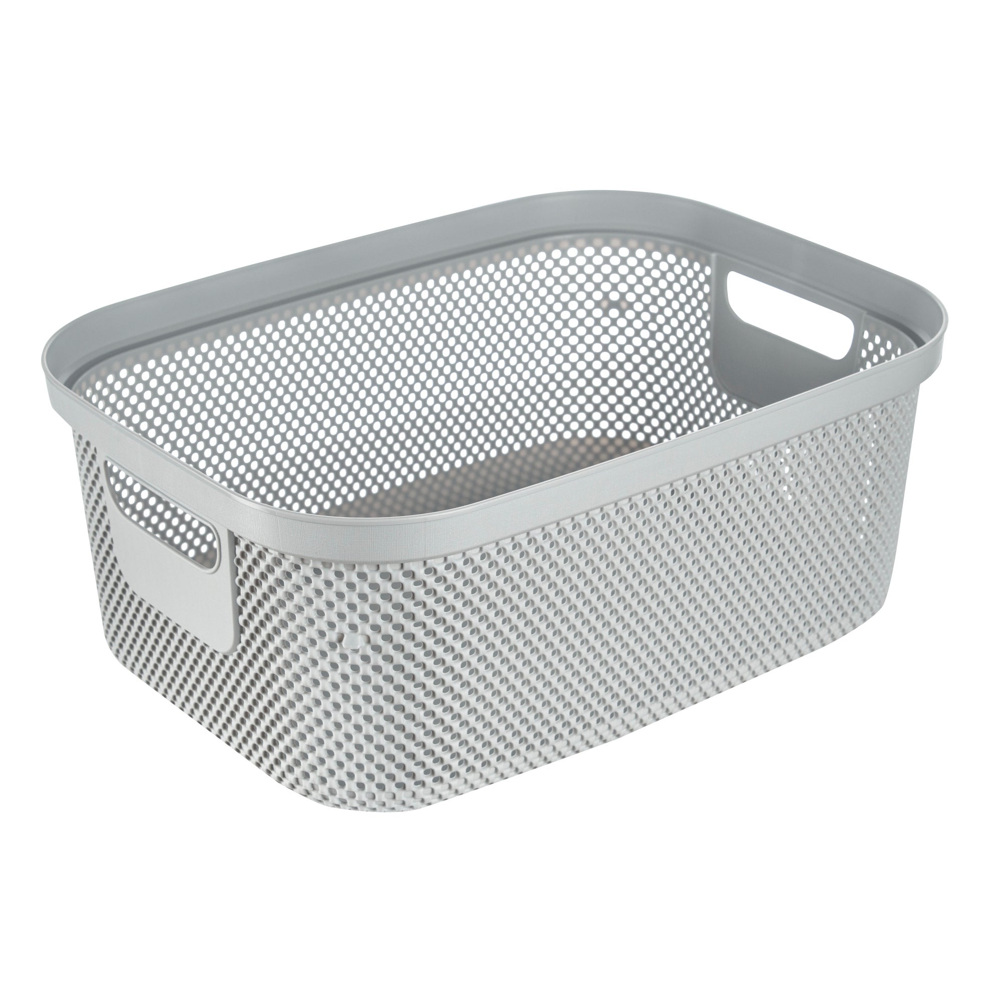 Cos depozitare perforat, din plastic, 38 x 28.5 x 15 cm, 12 L, gri