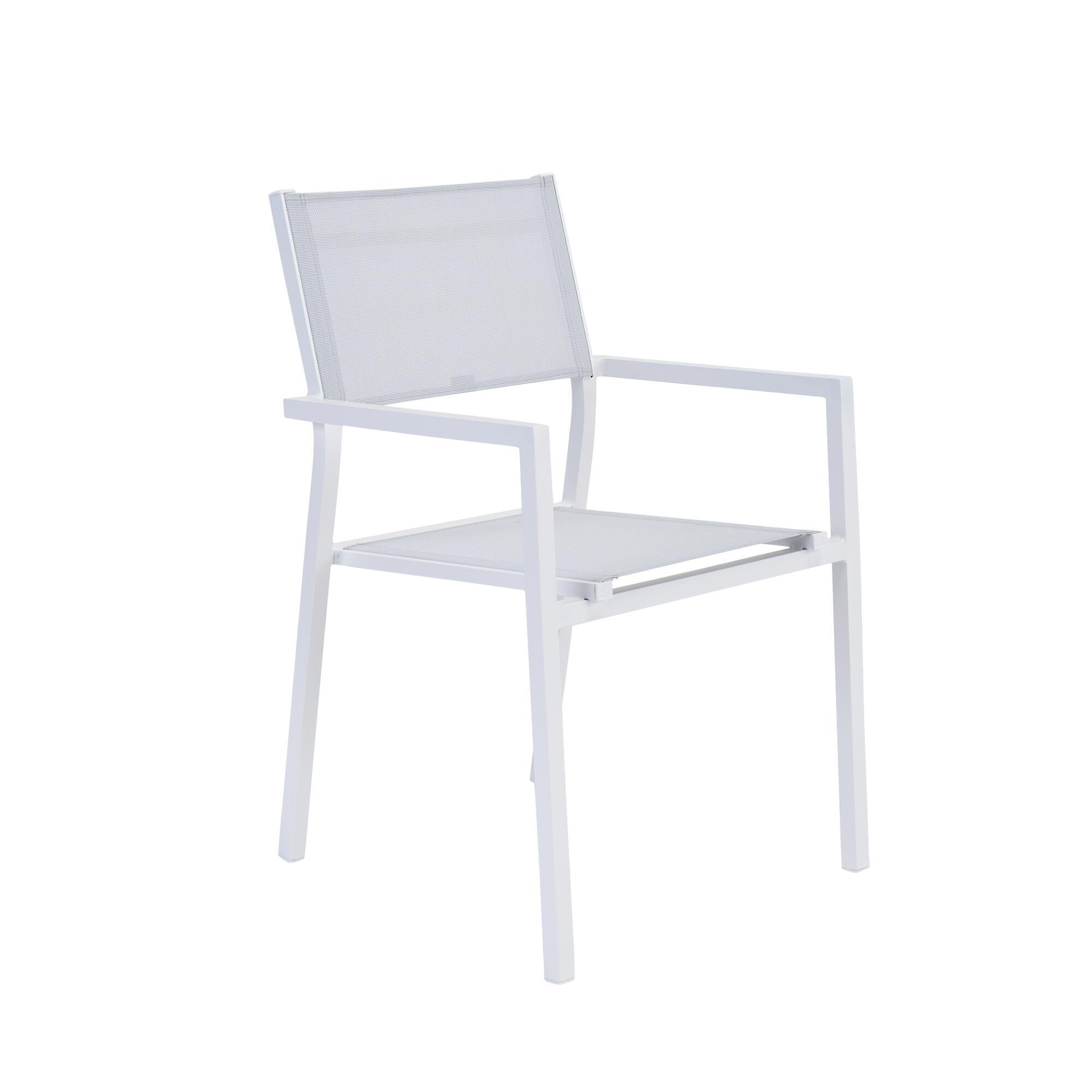 Scaun gradina Naterial Orion Alpha II, cu brate, aluminiu/textilen, alb