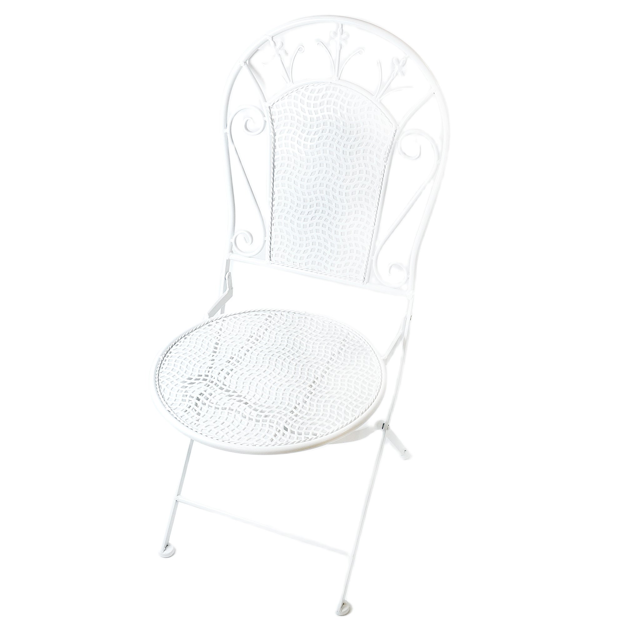 Scaun gradina Dantel, metal, pliabil, alb