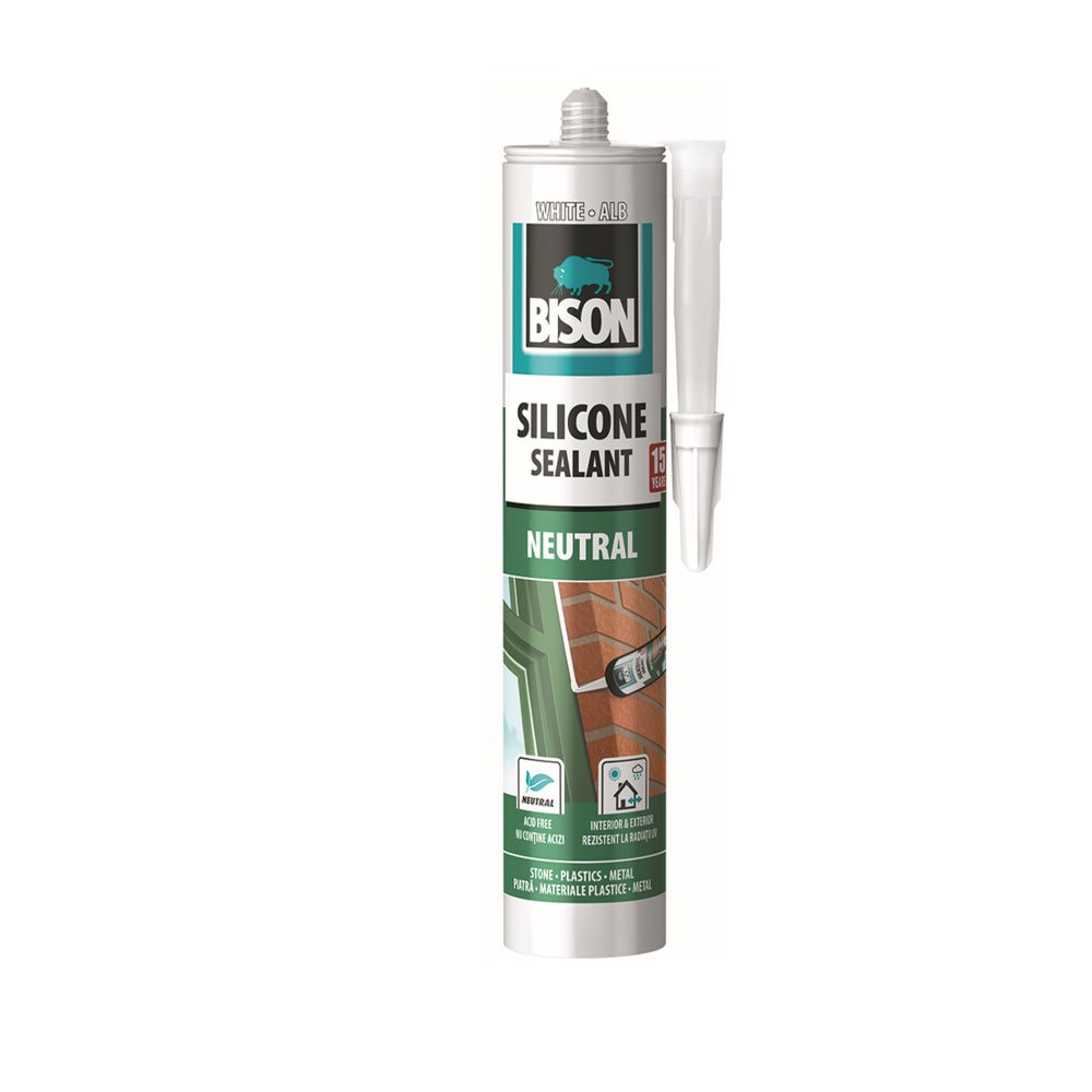 Silicon neutral Bison, pentru multisuprafete, alb, 280 ml
