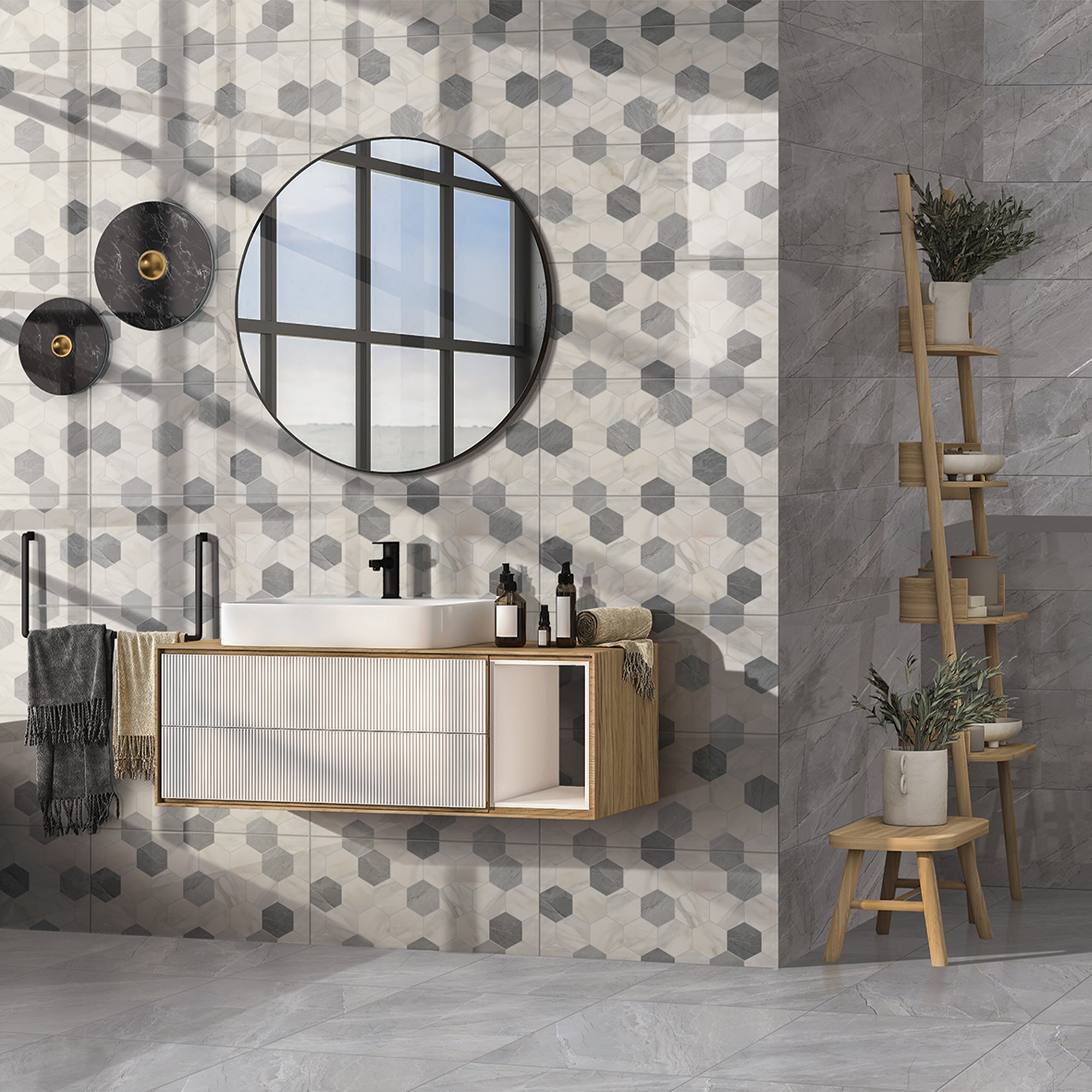 Faianta 30 x 60 cm, Pulpis Decor, aspect marmura, gri, lucios