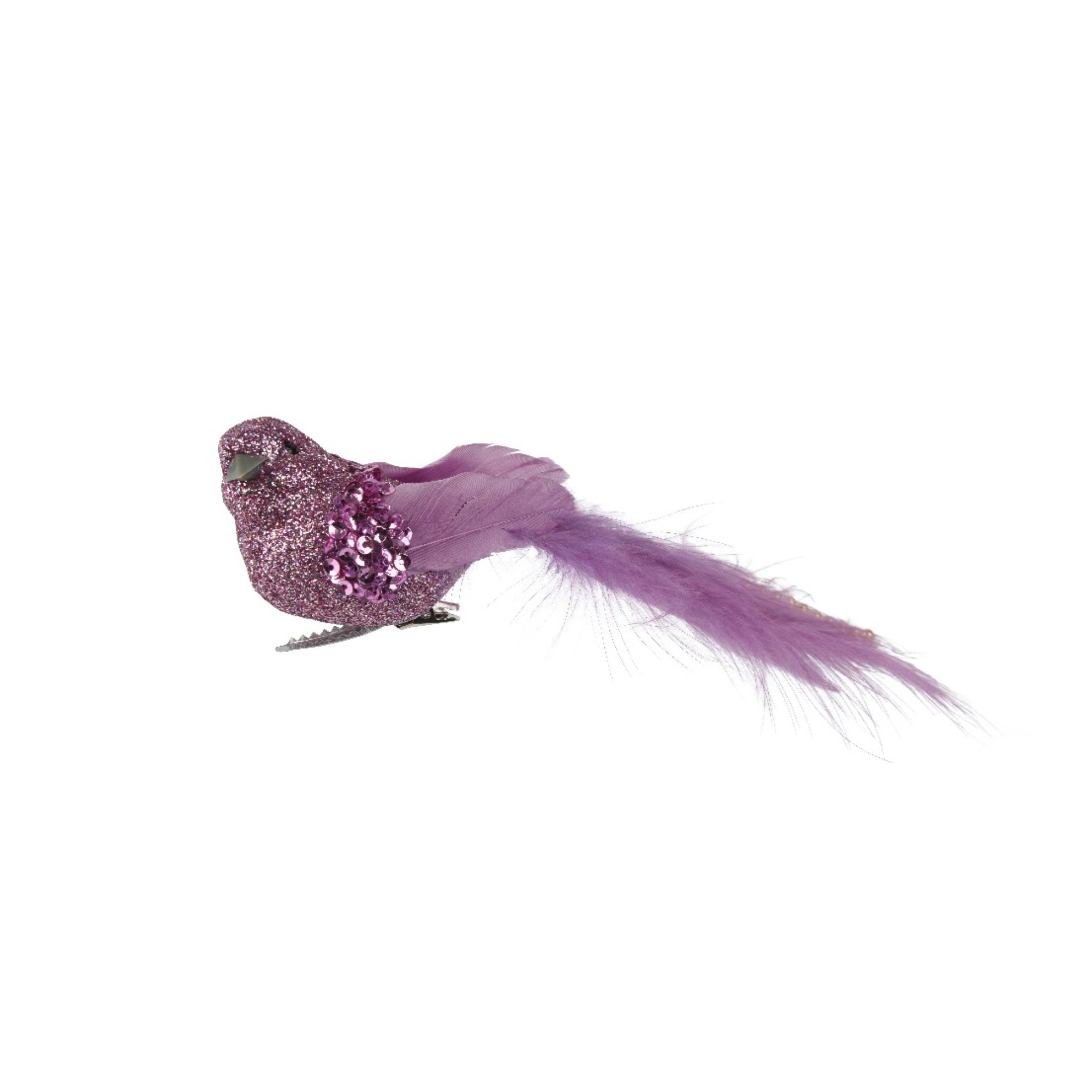 Decoratiune Craciun, pentru brad, forma pasare, spuma, inaltime 3.5 cm, roz