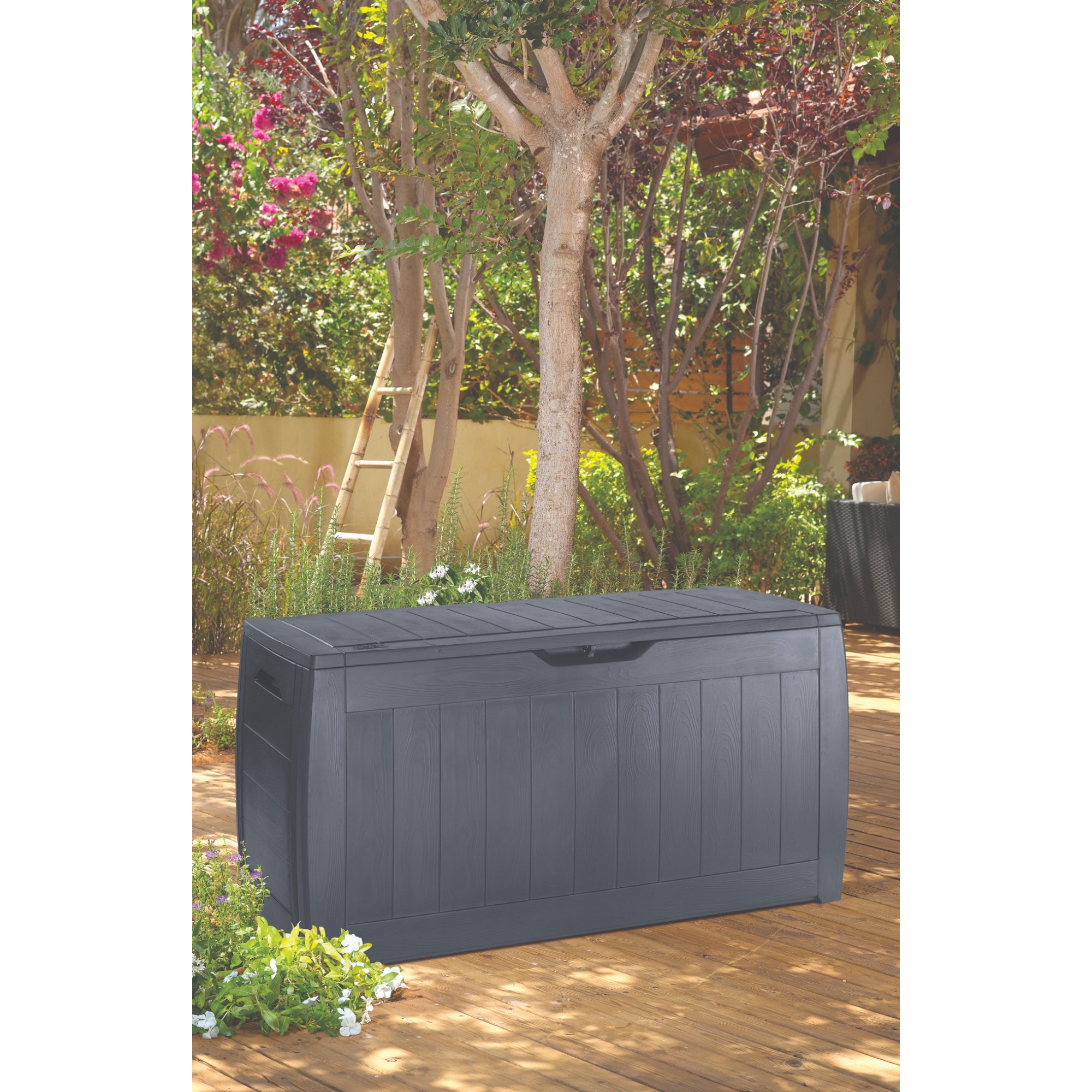 Lada depozitare accesorii gradina, Hollyywood, plastic, gri, 270 L, 118 ...