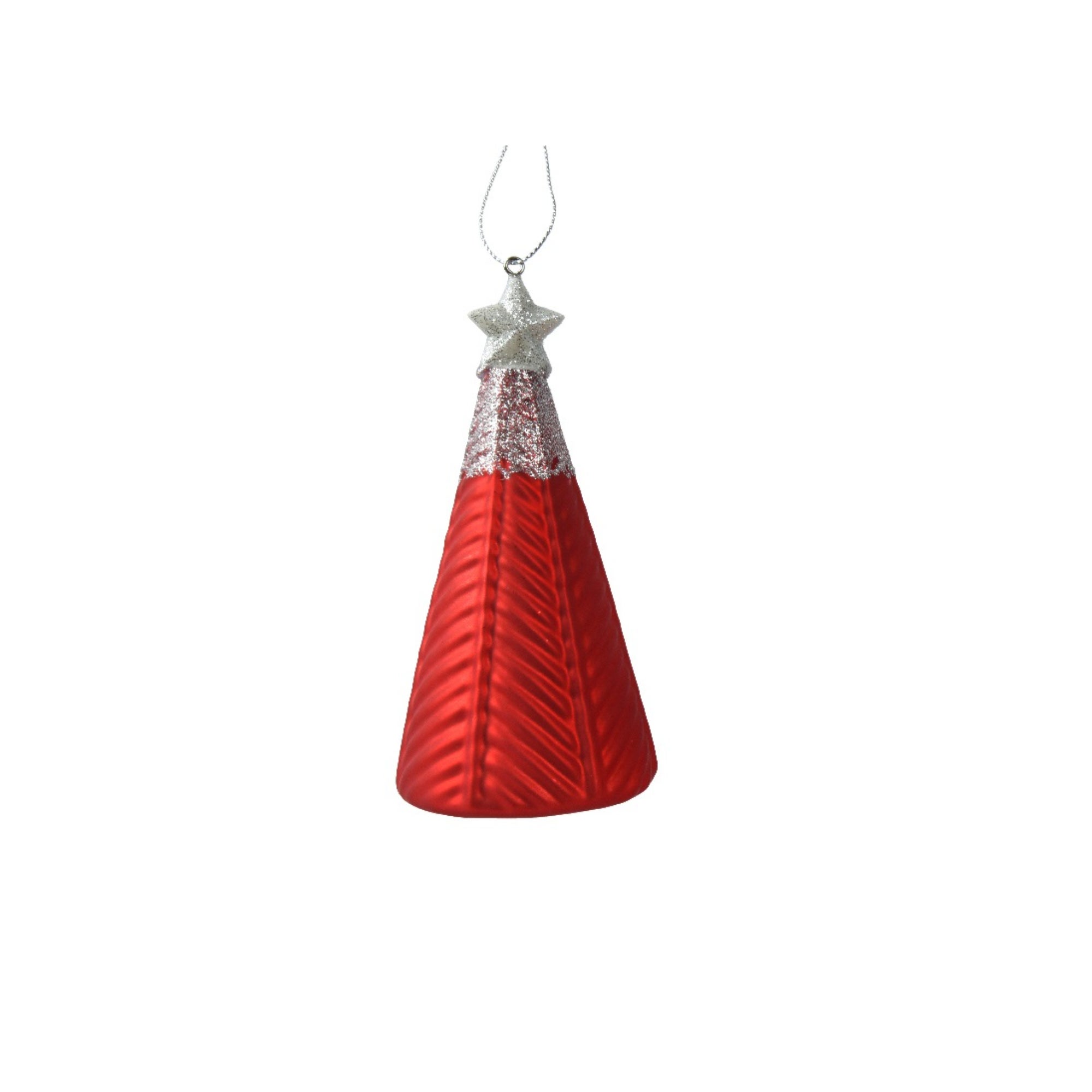 Glob de Craciun, pentru brad, forma brad, sticla, inaltime 12.6 cm ...