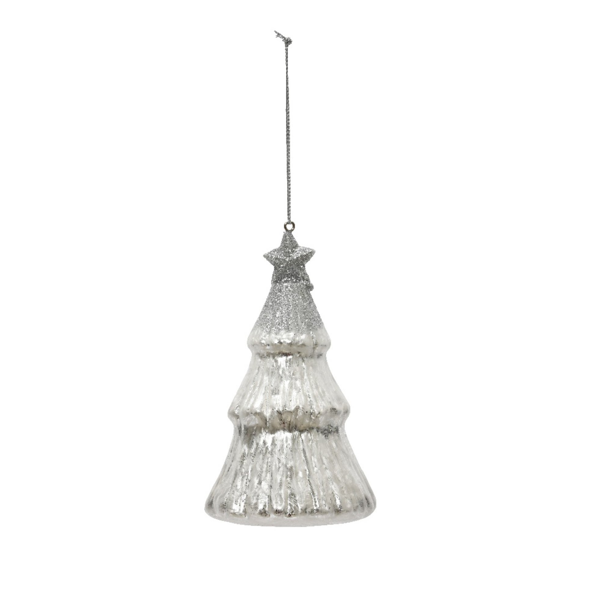 Glob de Craciun, pentru brad, forma brad, sticla, inaltime 12.6 cm ...