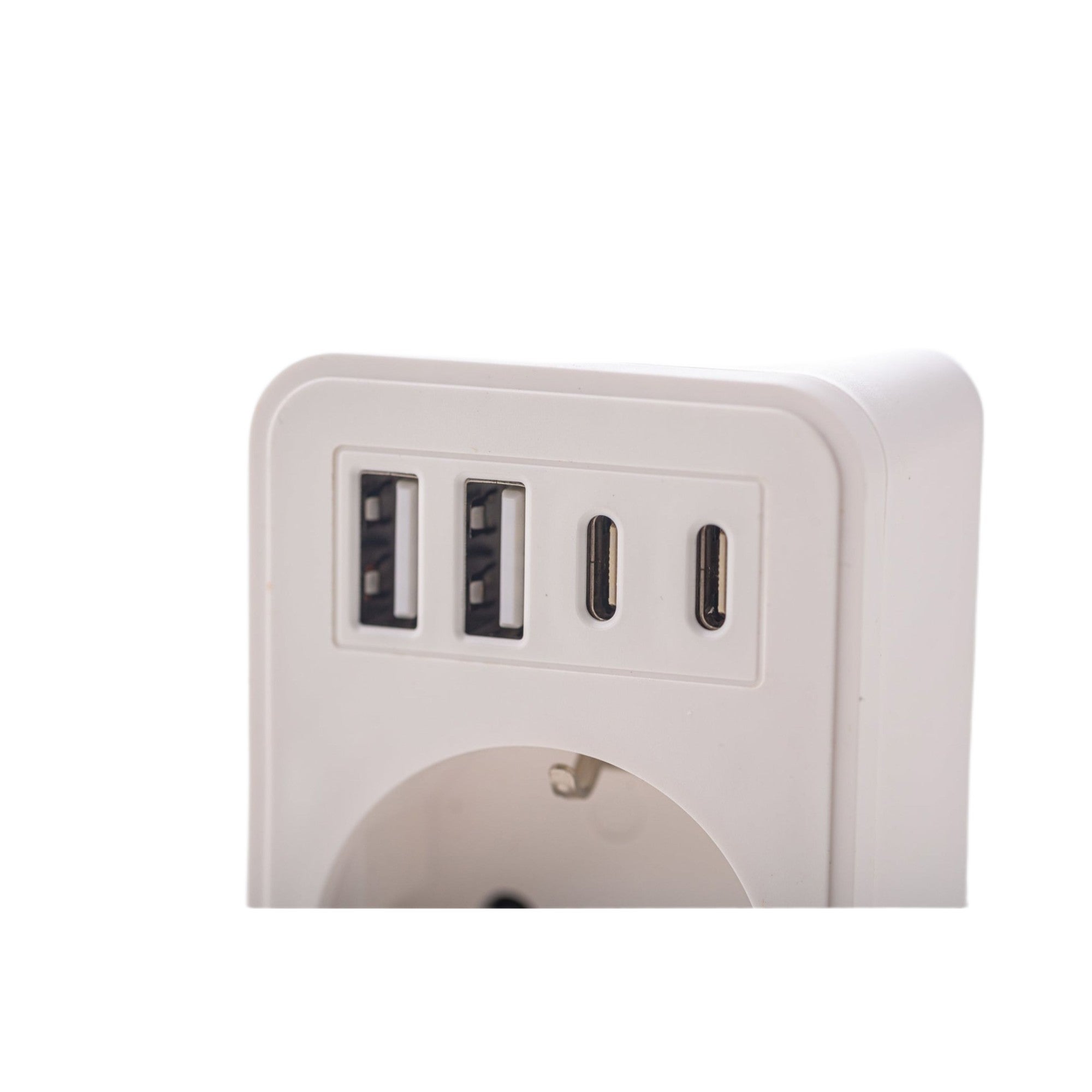 Priza adaptor simpla cu 4 USB alba