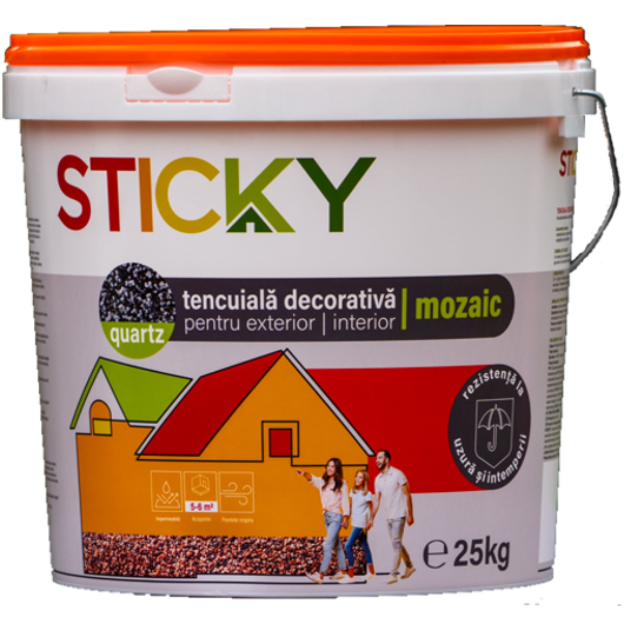 Tencuiala decorativa mozaic pentru soclu Sticky, gri M102, 25 kg