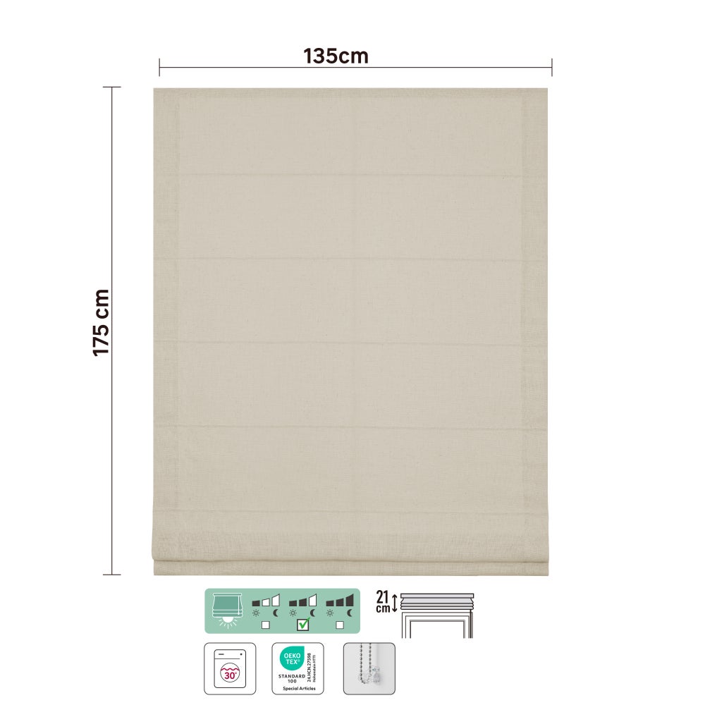 Stor roman Inspire Charlina cu pliuri, 135 x 175 cm, natural
