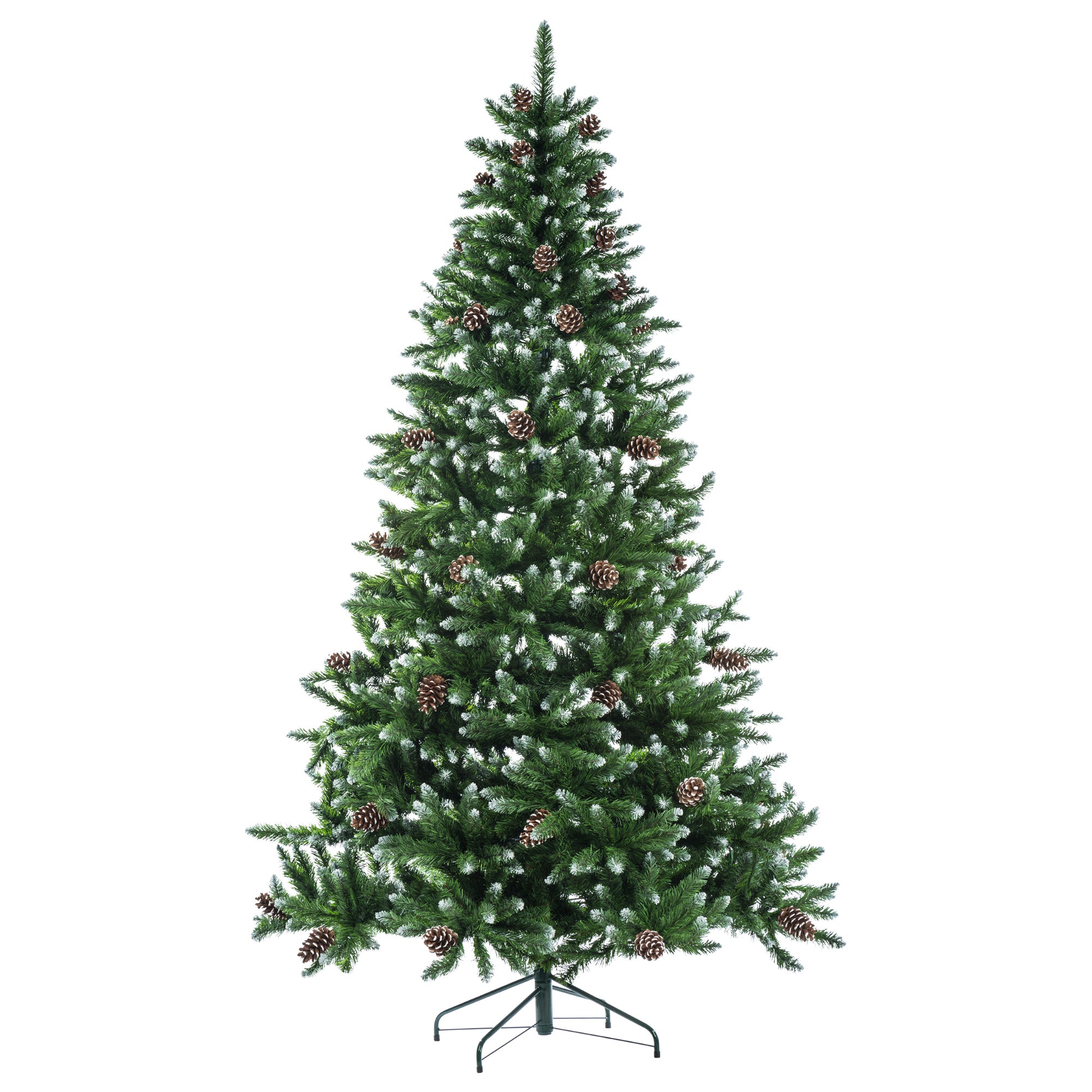 Brad artificial Frosted Norway, aspect nins, cu conuri decorative ...