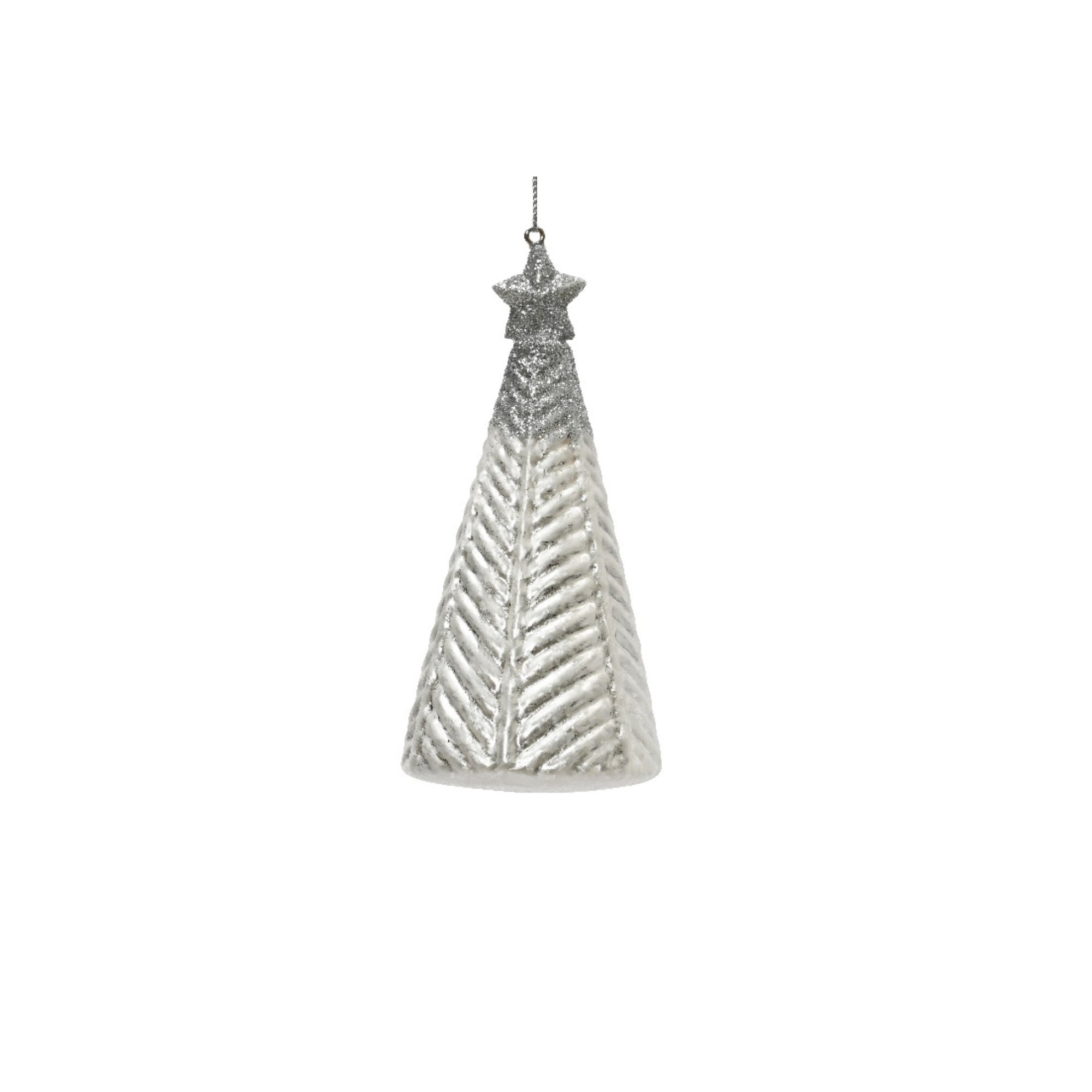 Glob de Craciun, pentru brad, forma brad, sticla, inaltime 12.6 cm ...