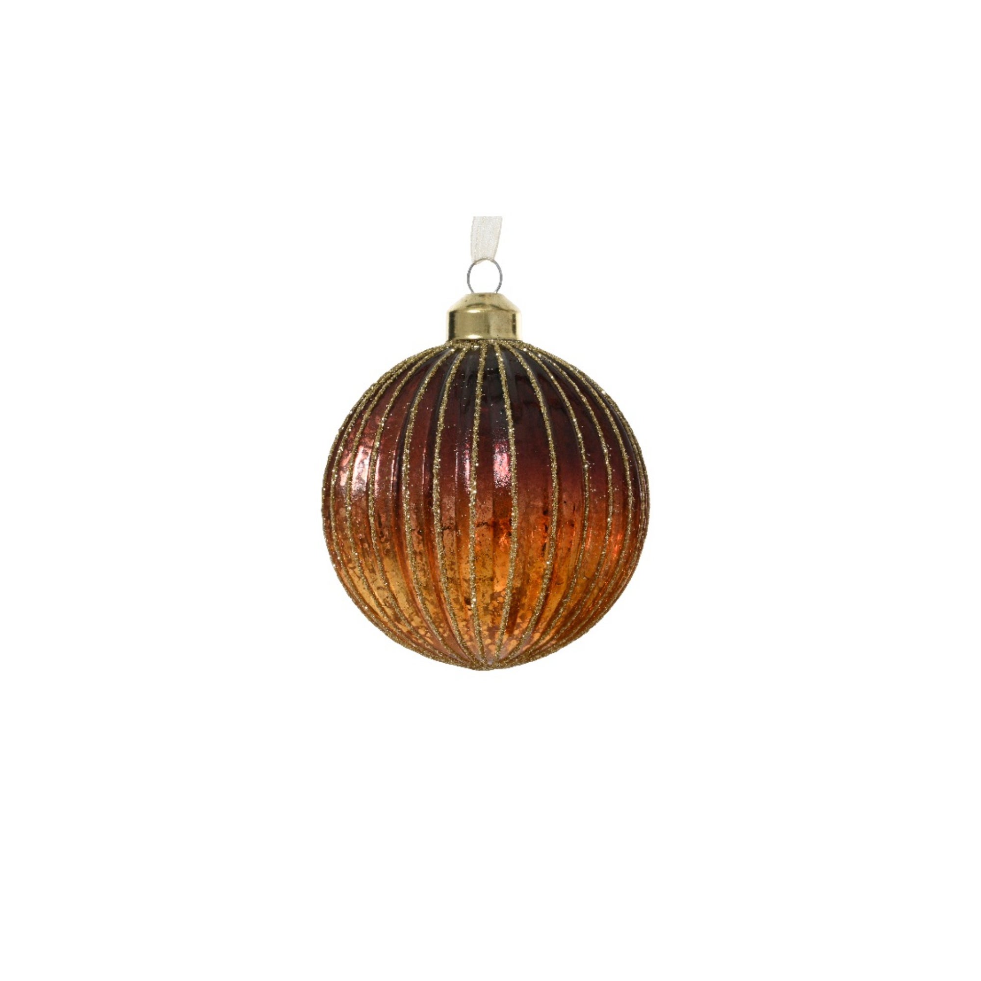 Glob de Craciun, pentru brad, forma rotund, model cu linii si sclipici ...
