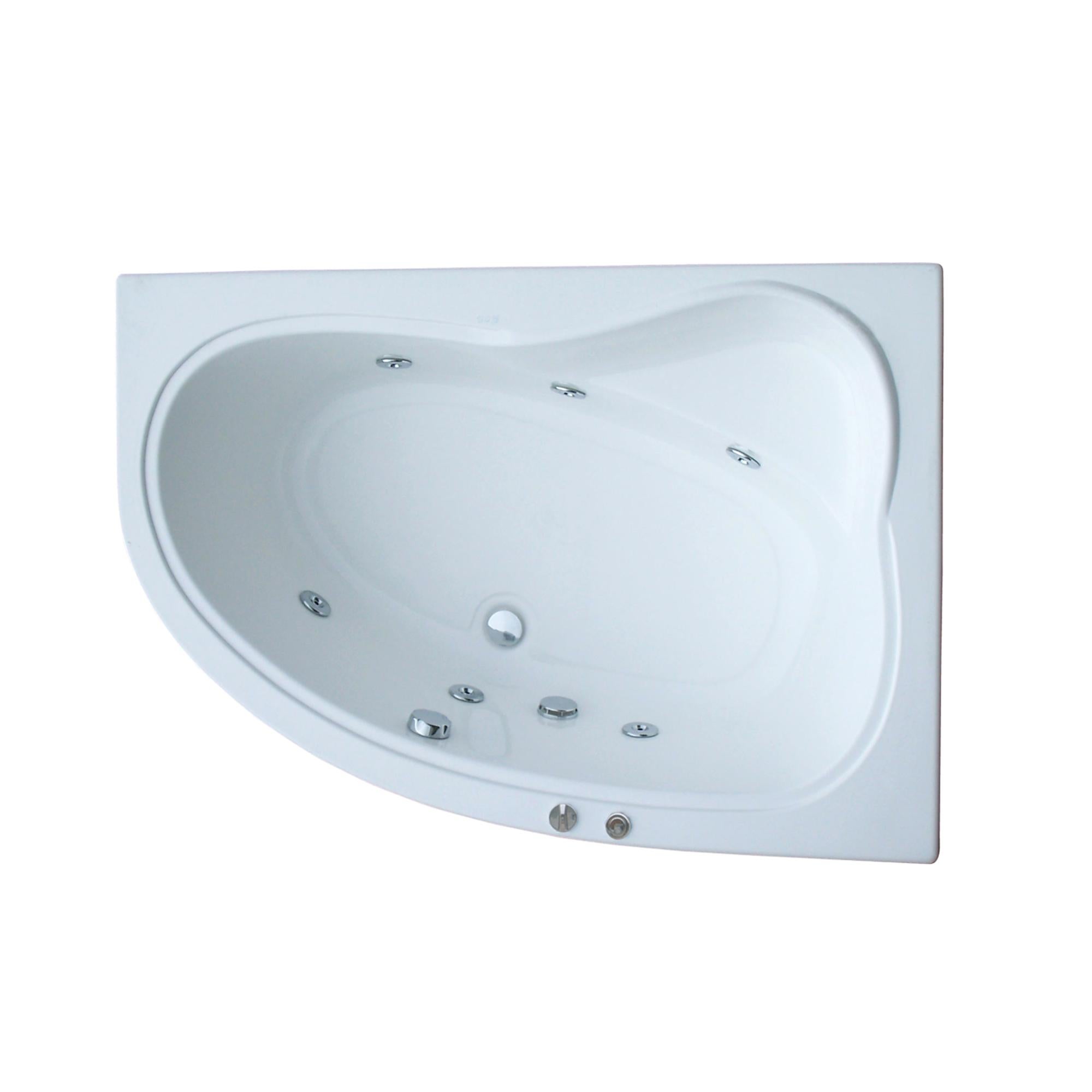 Cada colt stanga, cu hidromasaj, acril, Cristal, 100 x150 cm, alb