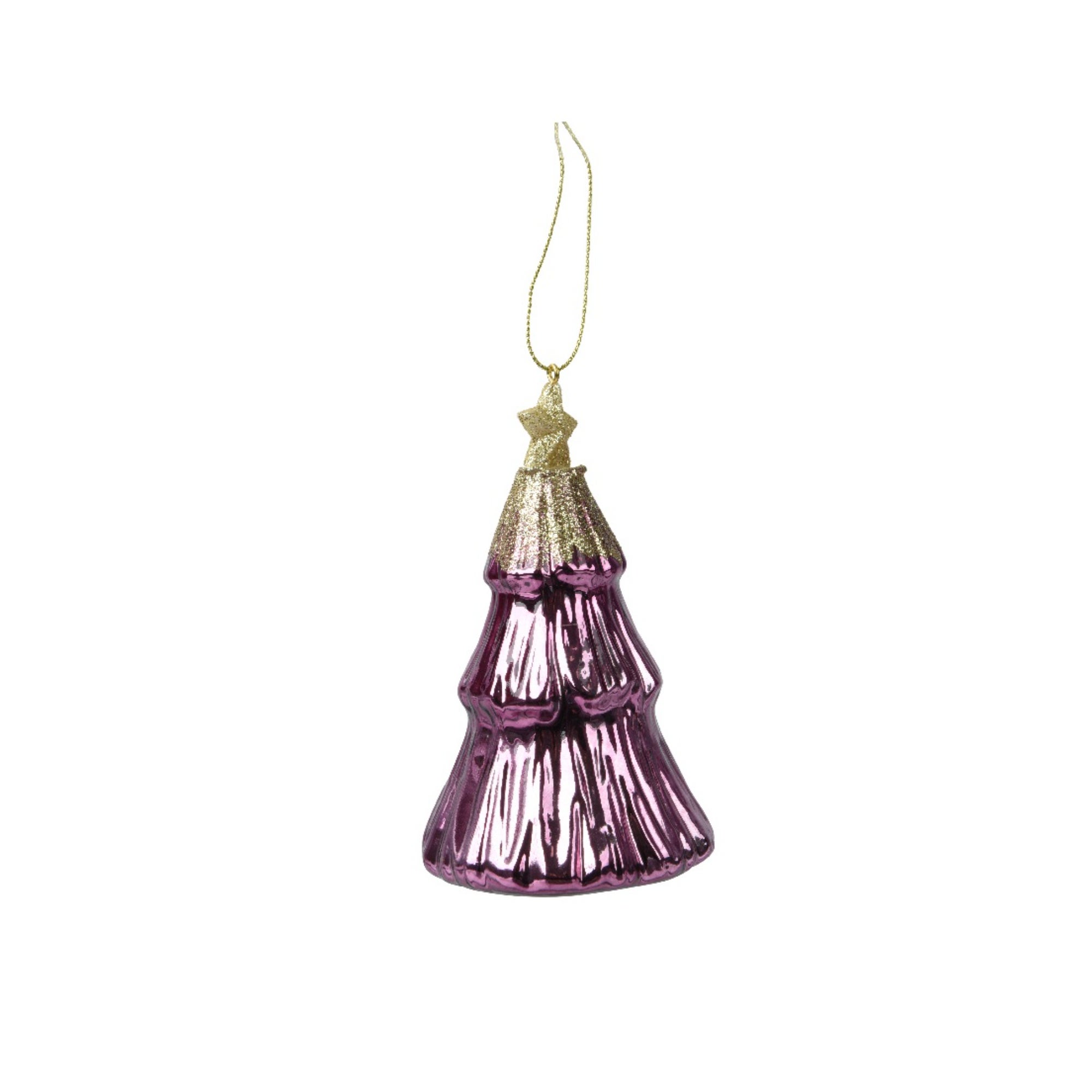 Glob de Craciun, pentru brad, forma brad, sticla, inaltime 12.6 cm ...