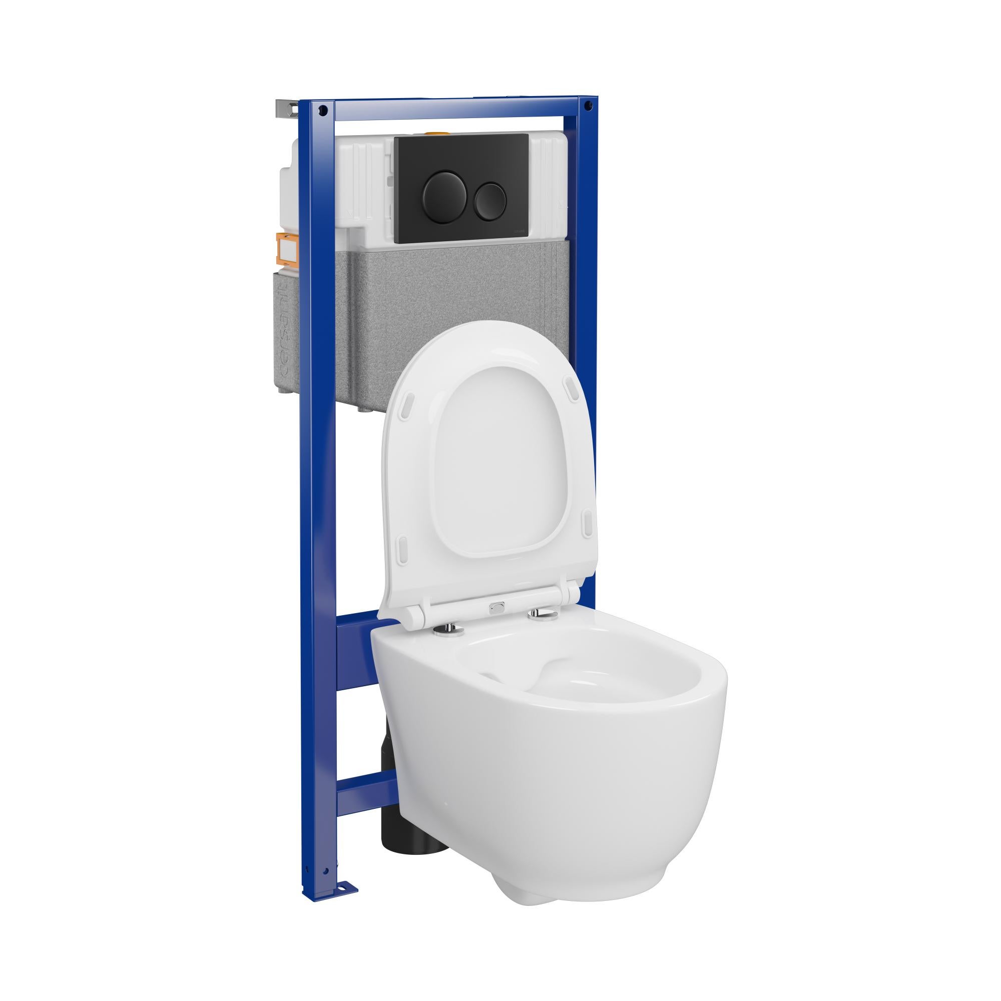 Set vas WC Inc C188, suspendat, din portelan, evacuare orizontala, cu ...