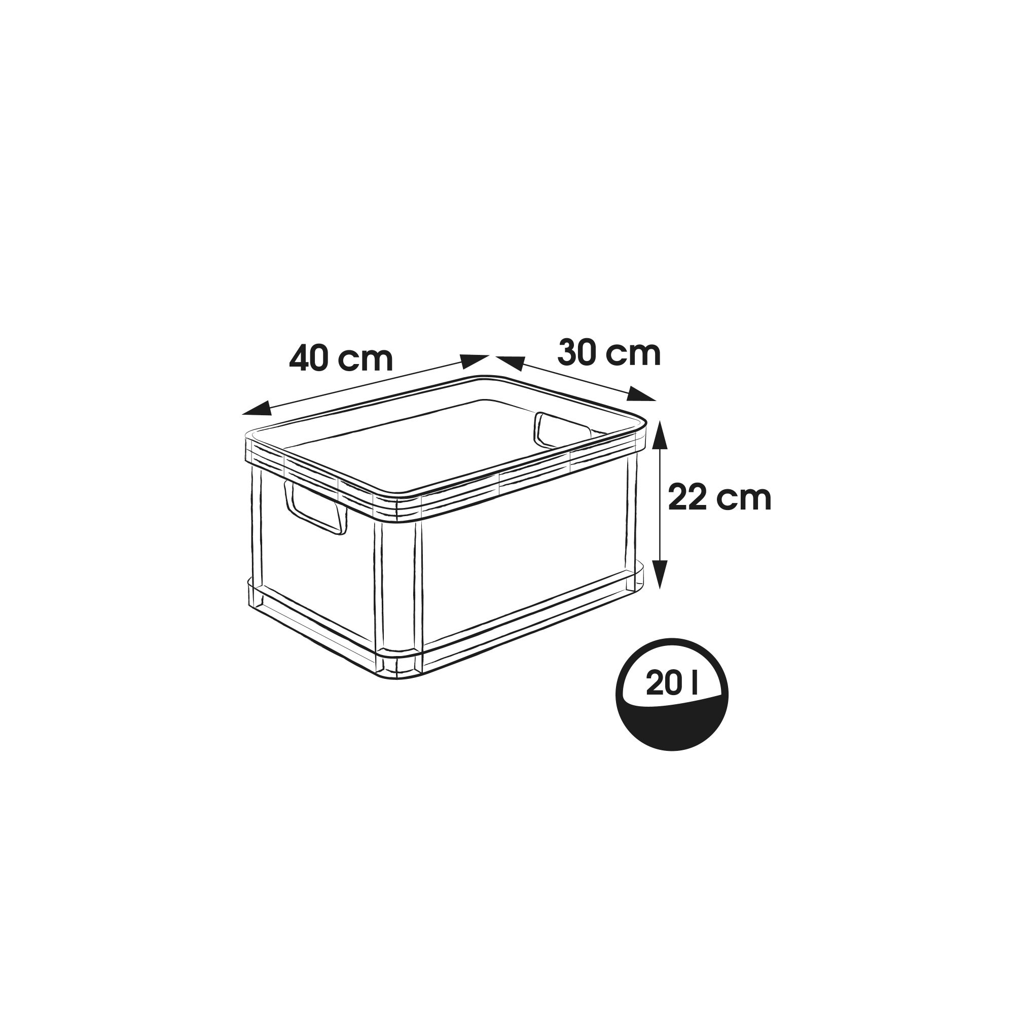 Lada depozitare, din plastic, 40 x 30 x 22 cm, 20 L, negru