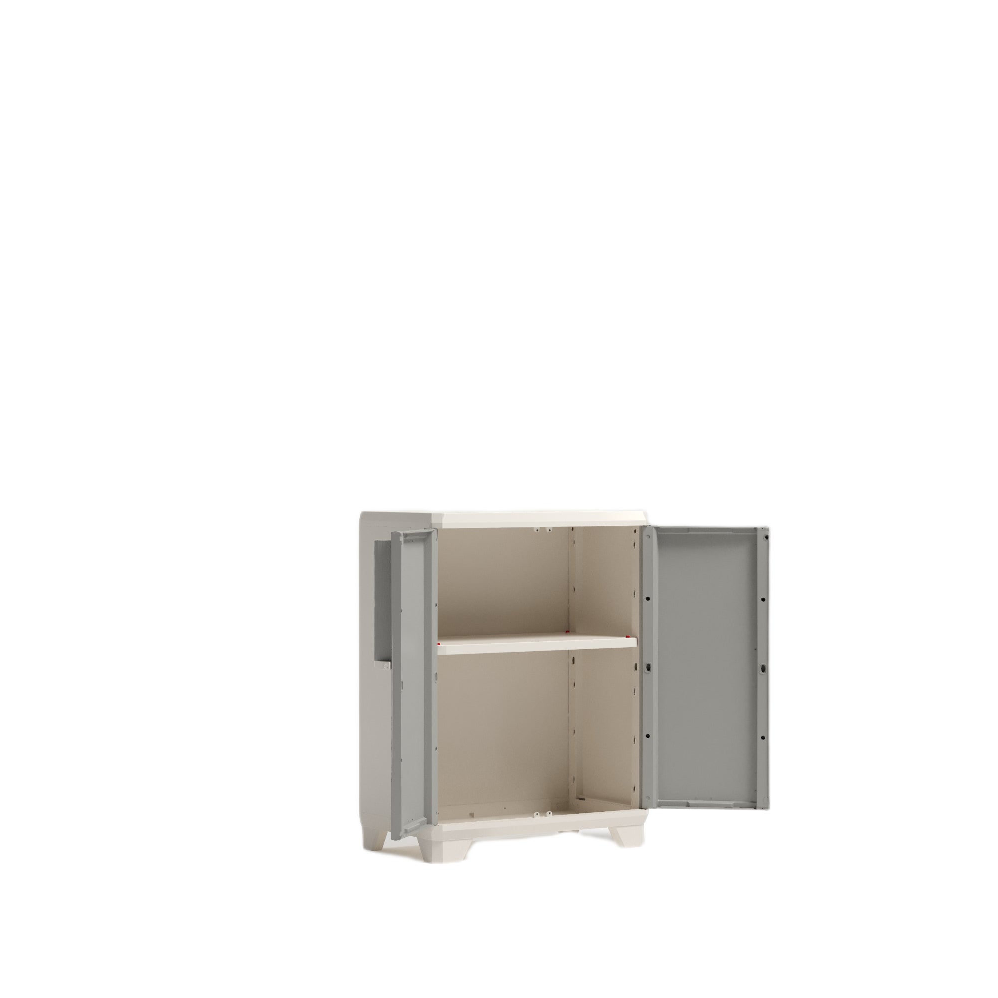Dulap plastic Low, cu 2 usi, 90 x 68 x 39 cm, 1 polita, decor linear wood