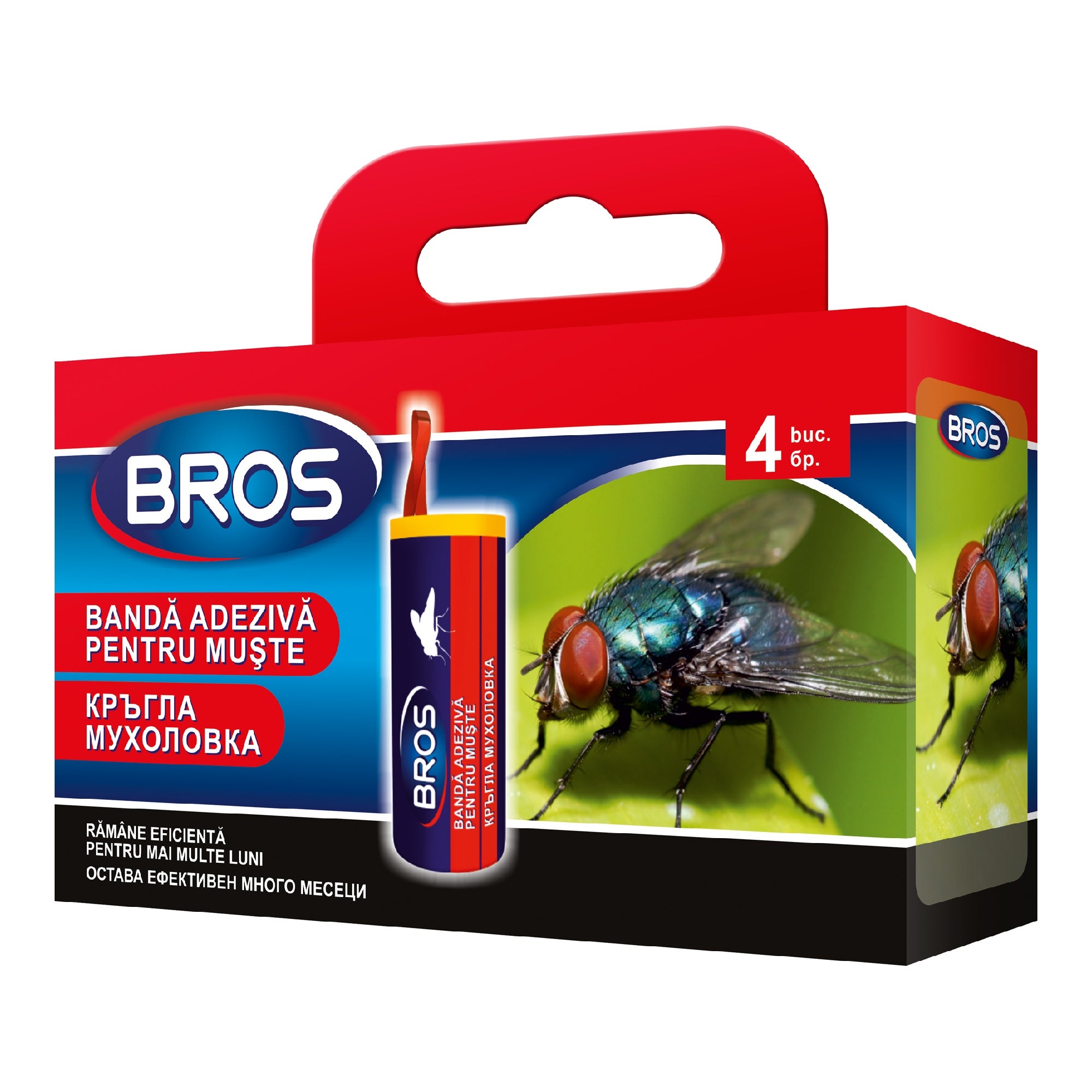Banda adeziva pentru muste, Bros (set 4 buc)