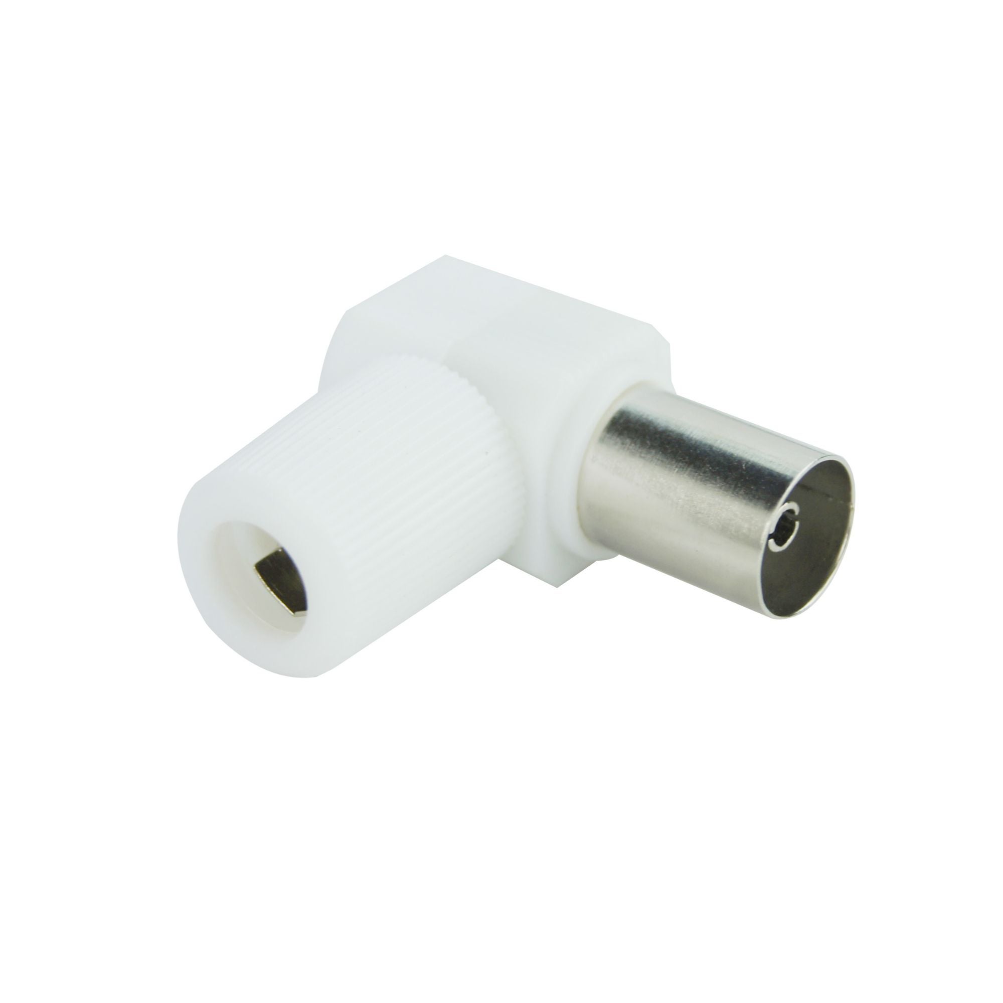 Mufa pentru cablu TV Lexman, coaxial, 9.52 mm, mama, 90 grade, plastic ...