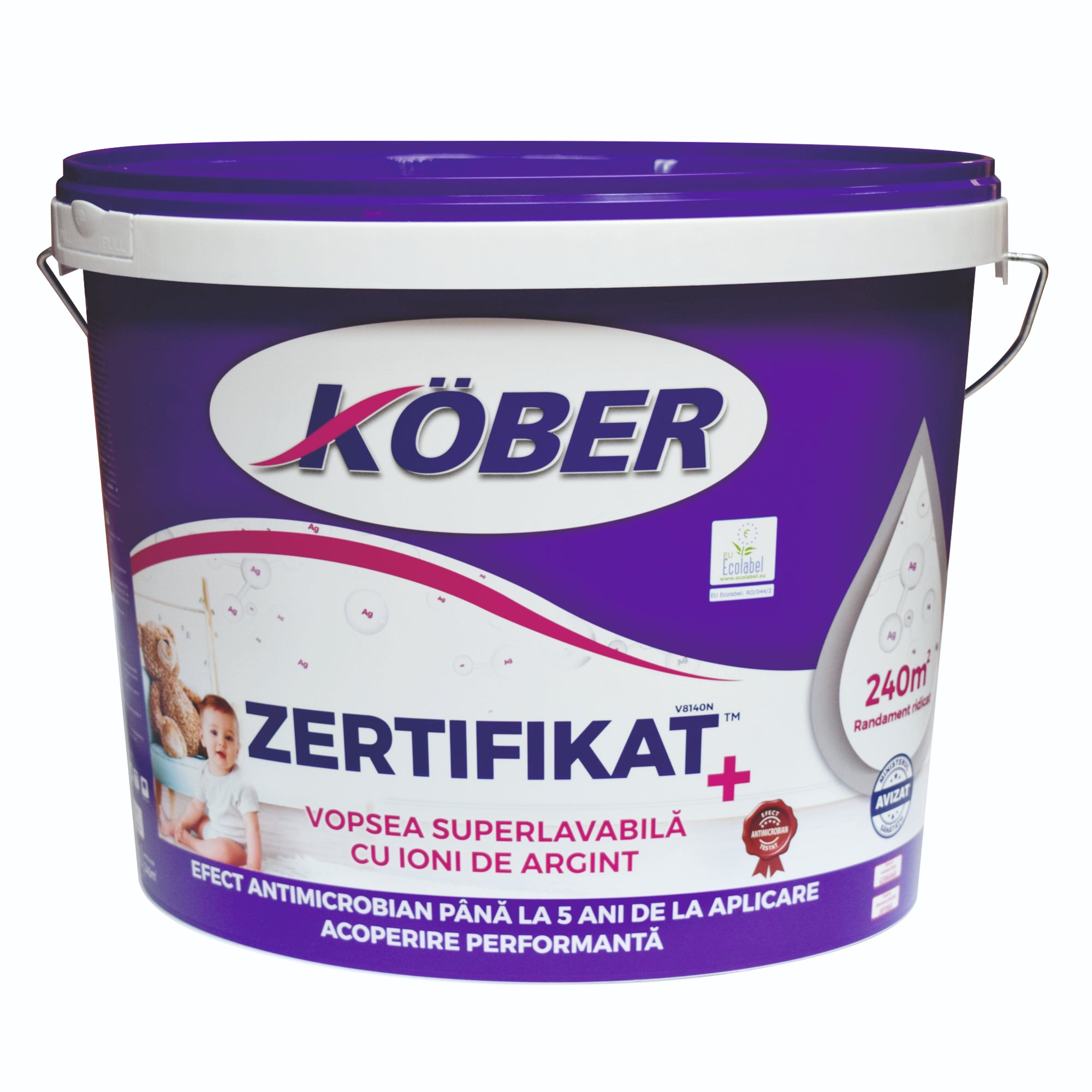 Vopsea superlavabila alba Kober Zertifikat, de interior, 15 L, aspect ...