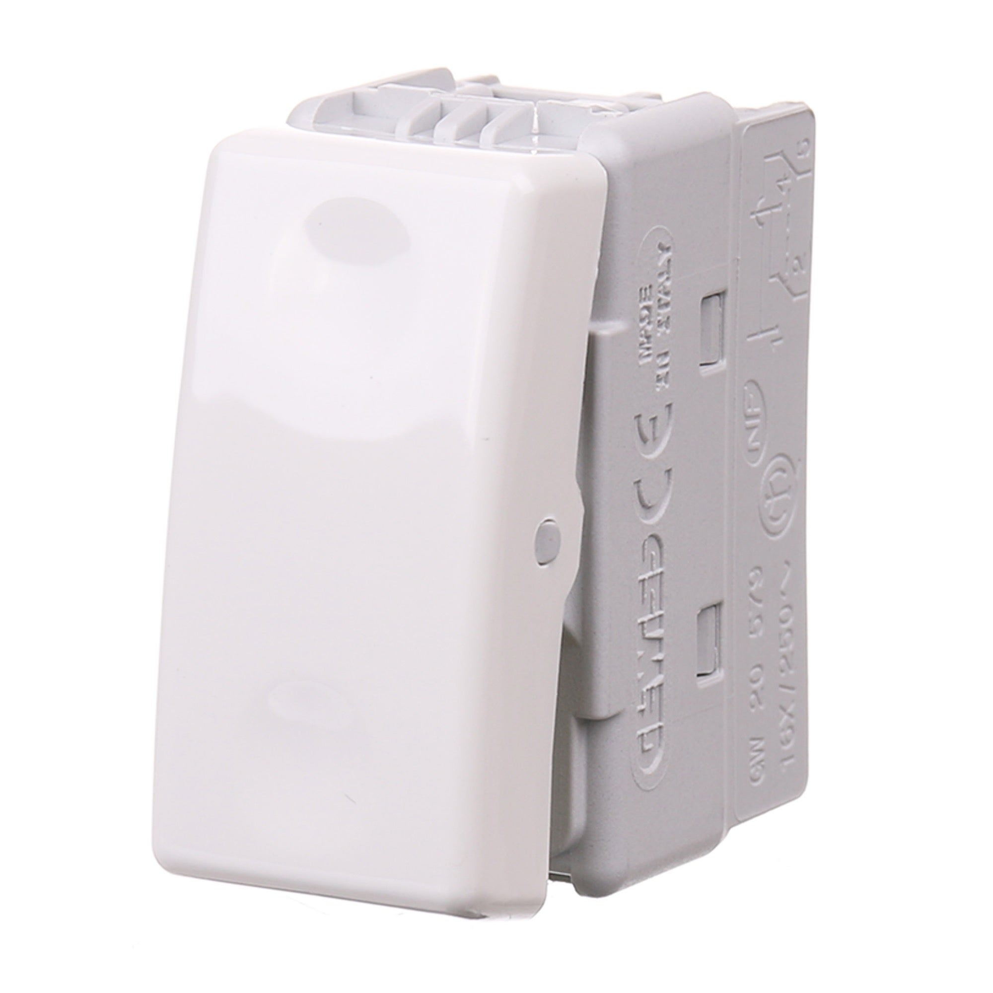 Intrerupator cap cruce simplu Gewiss Top System, modular, IP20, alb