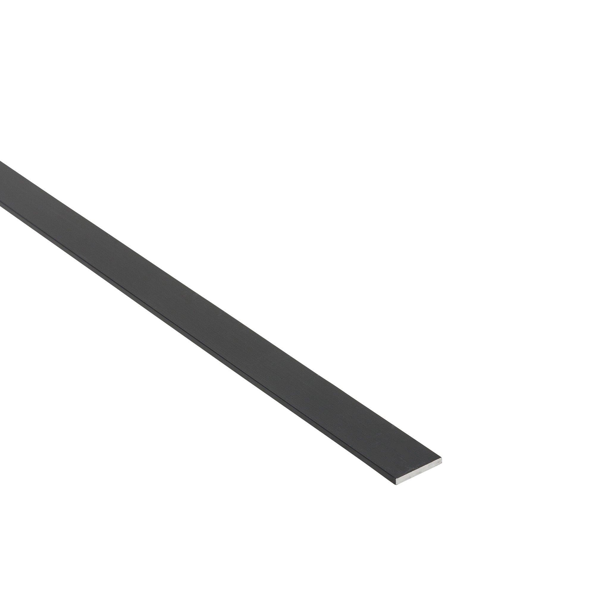 Platbanda aluminiu anodizat periat, 15 x 2 mm, L = 1 m, negru mat