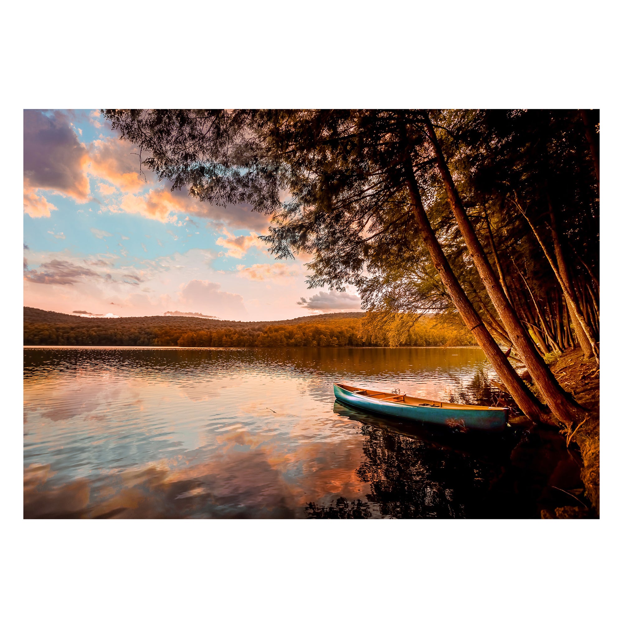 Tablou sticla Blue Boat, 70 x 100 cm